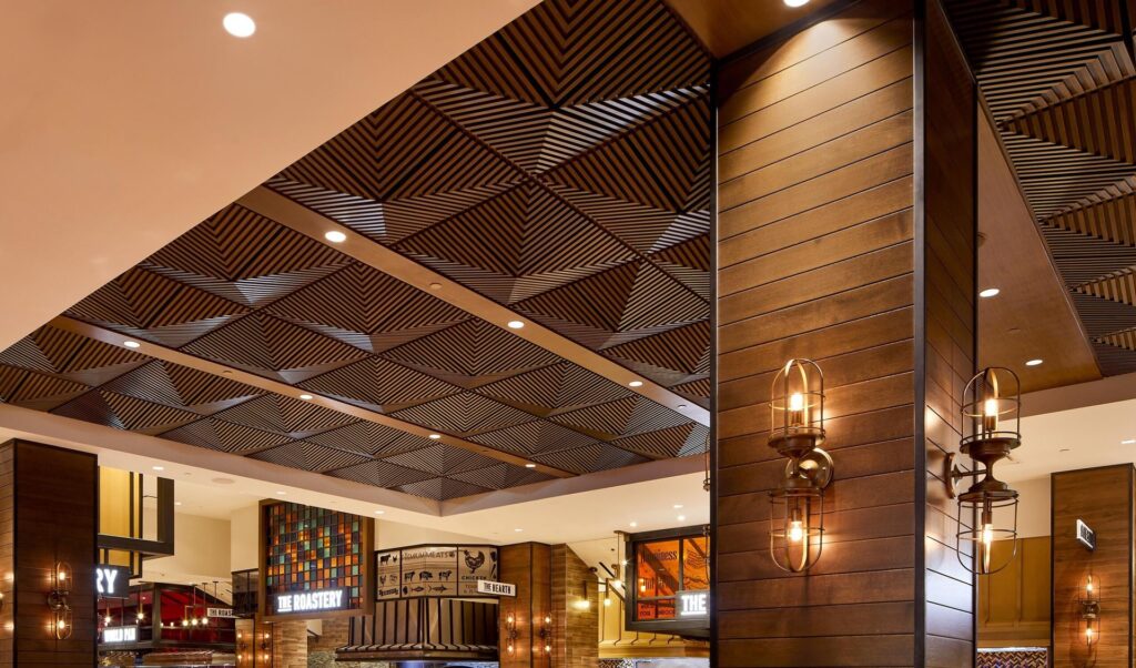 Striking geometric elegance with Grooved Quarter Pyramid Ceiling Tiles ...
